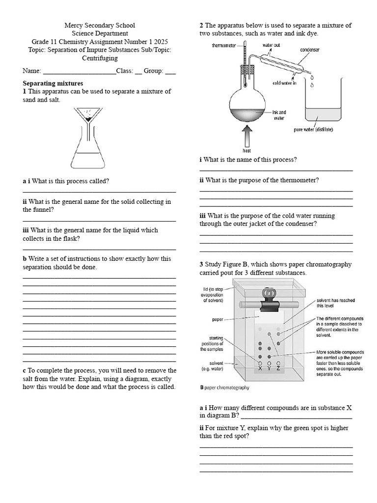 Grade 11 Assingment 1 - Seperation Techniques | PDF | Centrifugation ...