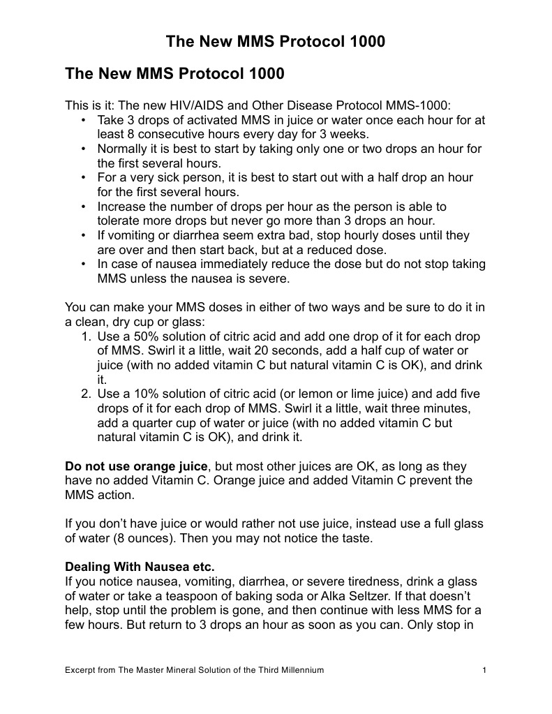 New MMS Protocol 1000 for HIV/AIDS | PDF