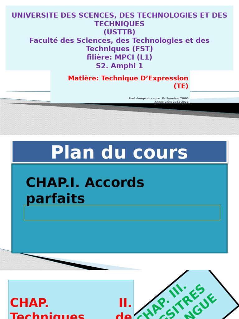 TE 2021-2022 FST. MPCI L1 | PDF | Bonheur | Nombre grammatical