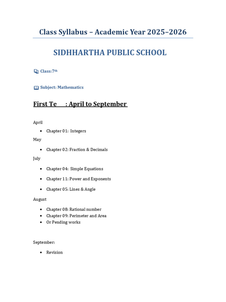 Class 7th | PDF
