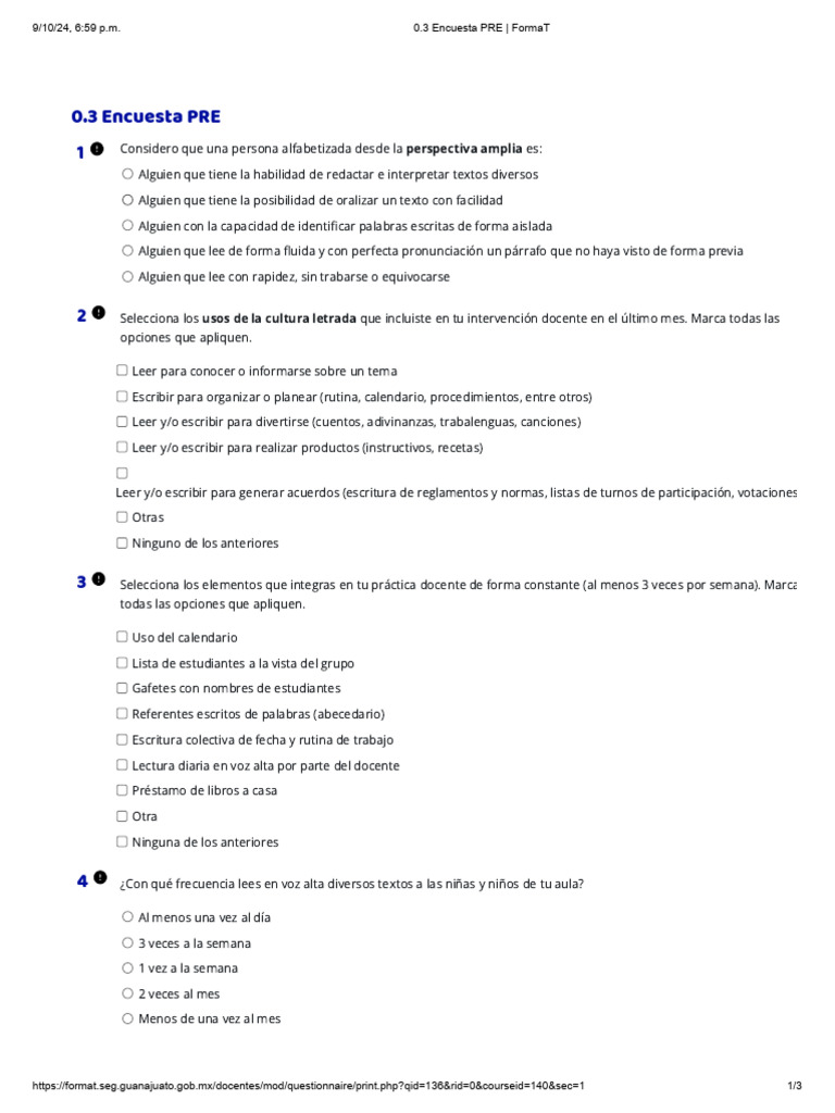 0.3 Encuesta PRE - FormaT | PDF | Aprendizaje | Comunicación humana