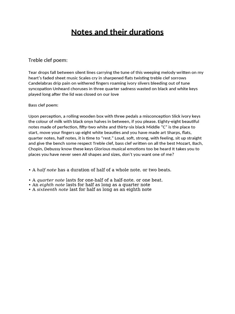 Notes and Their Durations | PDF