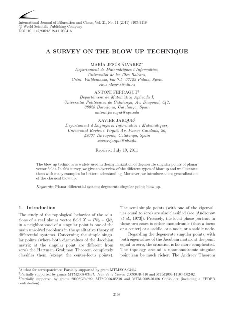 A Survey On Blow Up | PDF | Matrix (Mathematics) | Mathematical Physics