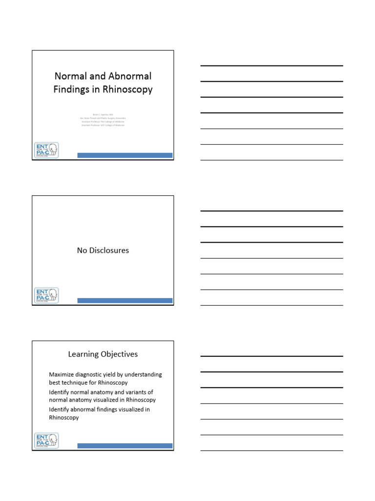 Normal Findings in Rhinoscopy | PDF | Human Nose | Endoscopy