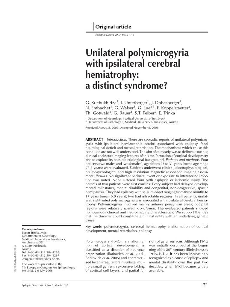 Epd-273130-8776-Unilateral Polymicrogyria With Ipsilateral Cerebral ...