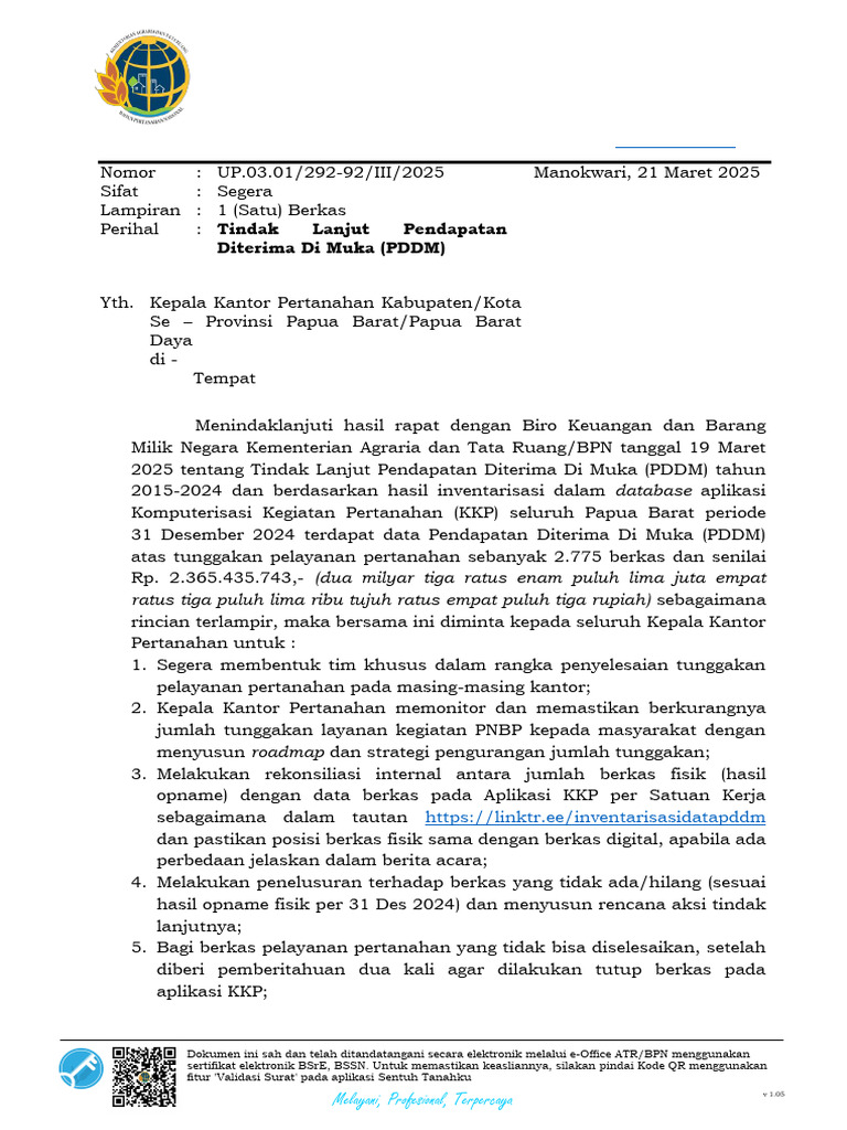 Surat Tindak Lanjut Atas PDDM TPP | PDF