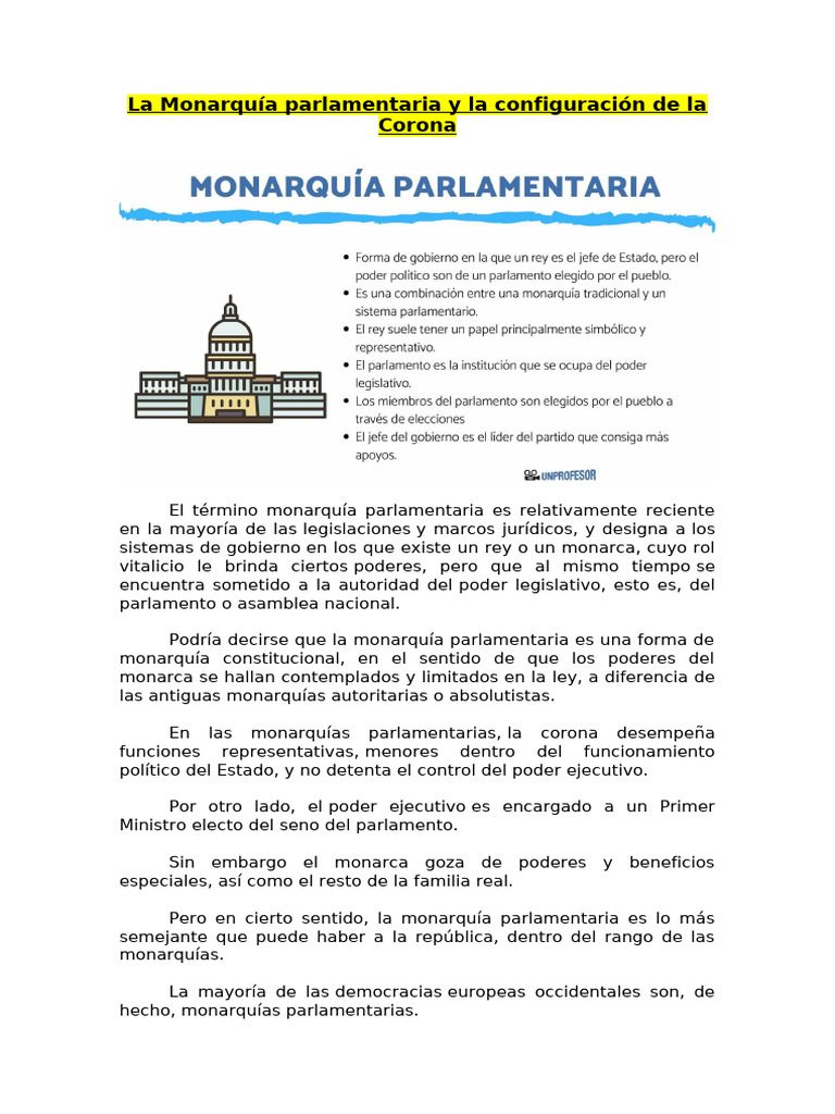 La Monarquía Parlamentaria y La Configuración de La Corona | PDF ...