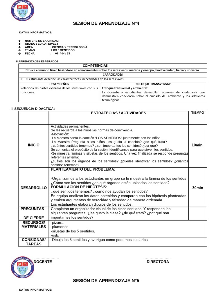 Sesión de Aprendizaje Cyt | PDF | Aprendizaje | Maestros