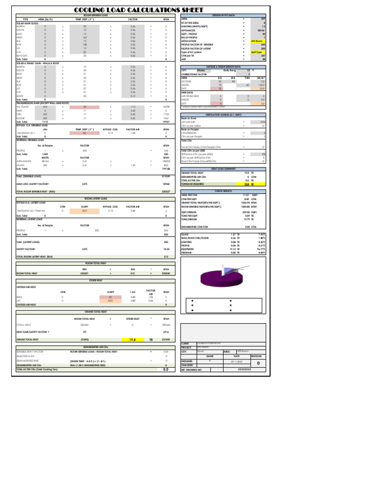 HVAC Load Calculation for UPS Room | PDF | Ventilation (Architecture ...