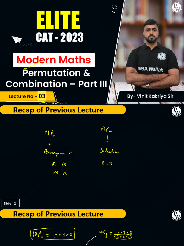 347 Modern Maths 03 P and C L3 Class Notes MBA Elite 2023 N | PDF ...
