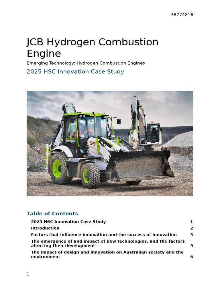 JCB Hydrogen Backhoe Loader | PDF | Engines | Hydrogen Economy
