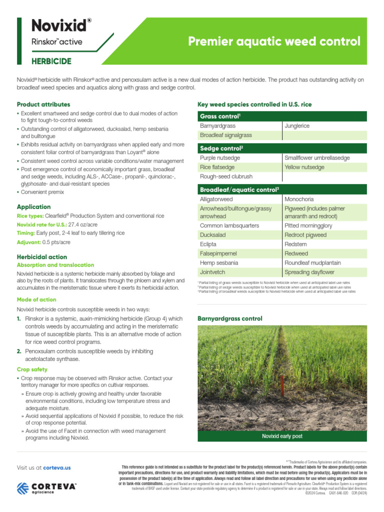 Novixid Fact Sheet NA US | PDF | Herbicide | Weed