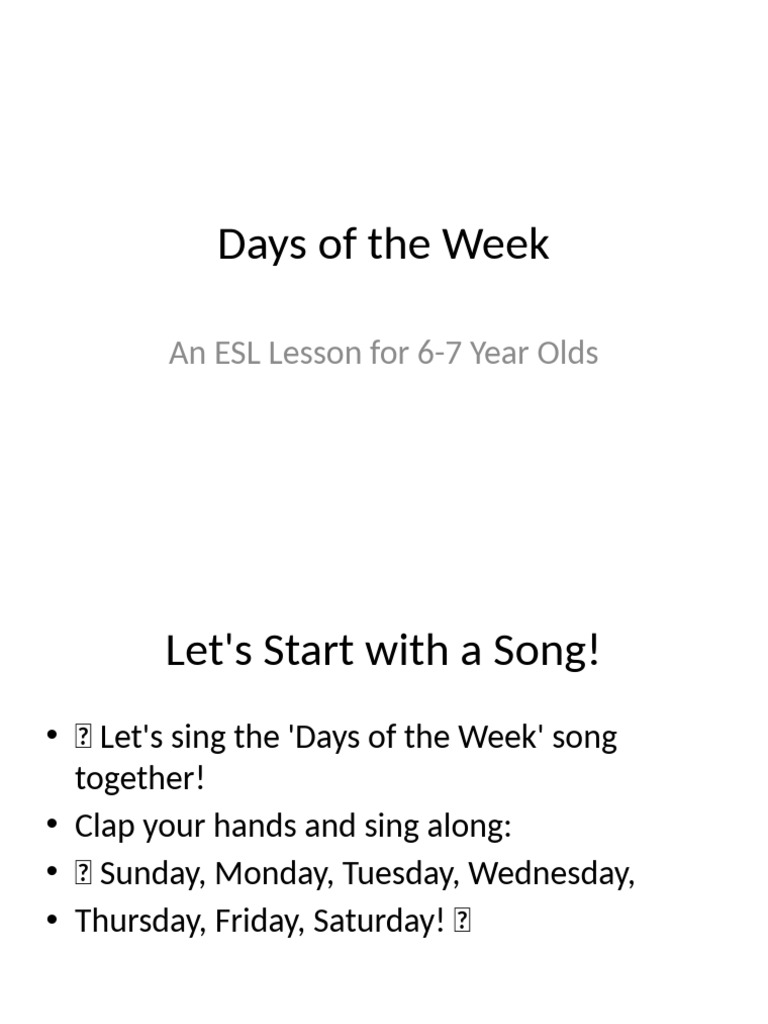 Days of The Week ESL Lesson | PDF