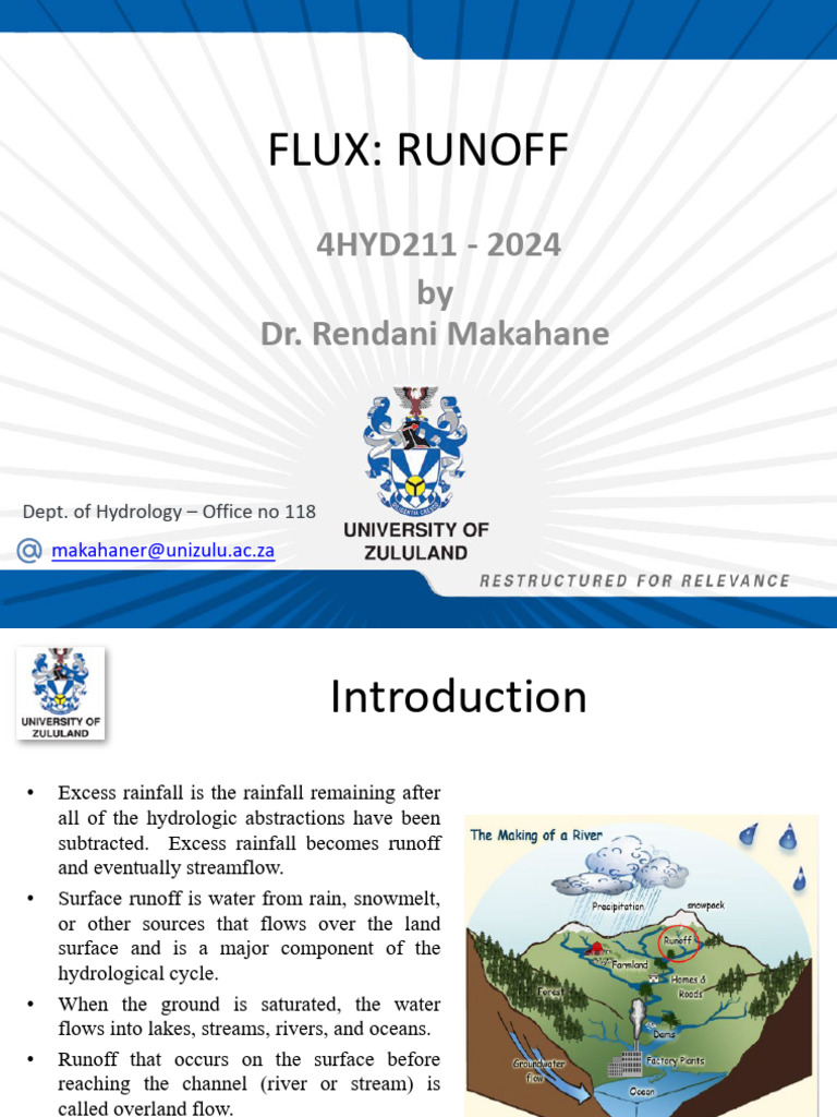 4HYD211 - Sources, and Components of Runoff | PDF | Surface Runoff | Stream