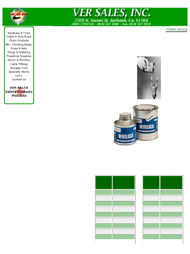 VER SALES, INC. - Socket Resin | PDF