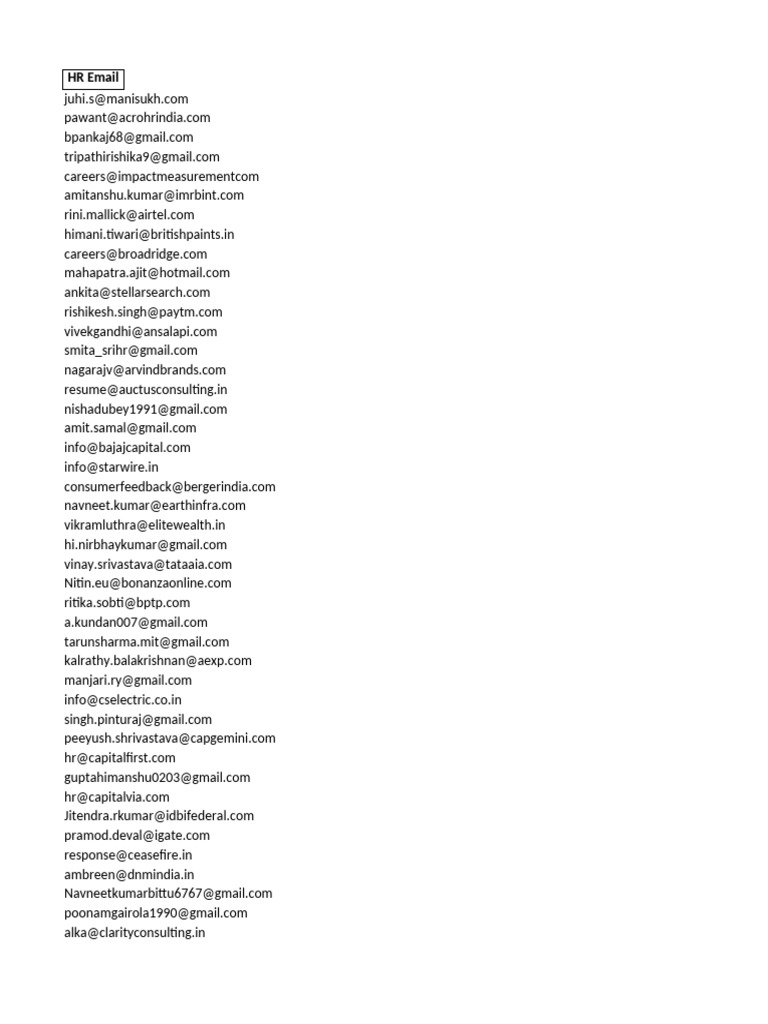 HR Emails Extracted | PDF