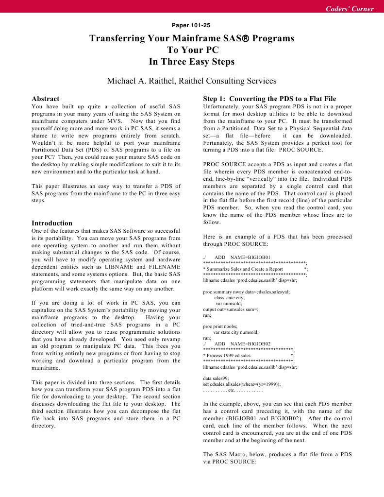 Sas Code Transfer | PDF | Sas (Software) | Computer File