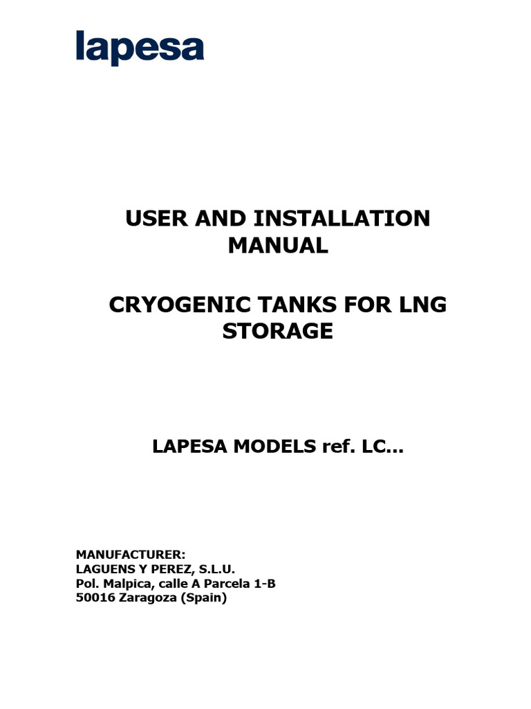 User and Installation Manual LNG Tanks | PDF | Valve | Liquefied ...