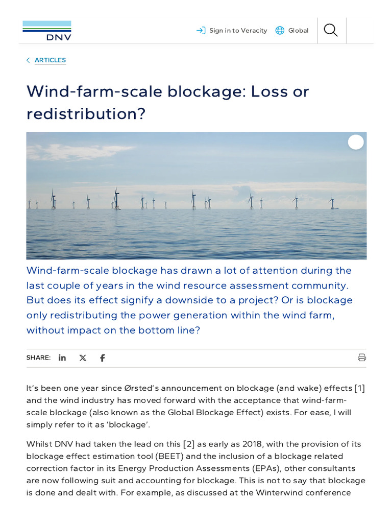 Wind-Farm-Scale Blockage - Loss or Redistribution | PDF | Wind Farm ...
