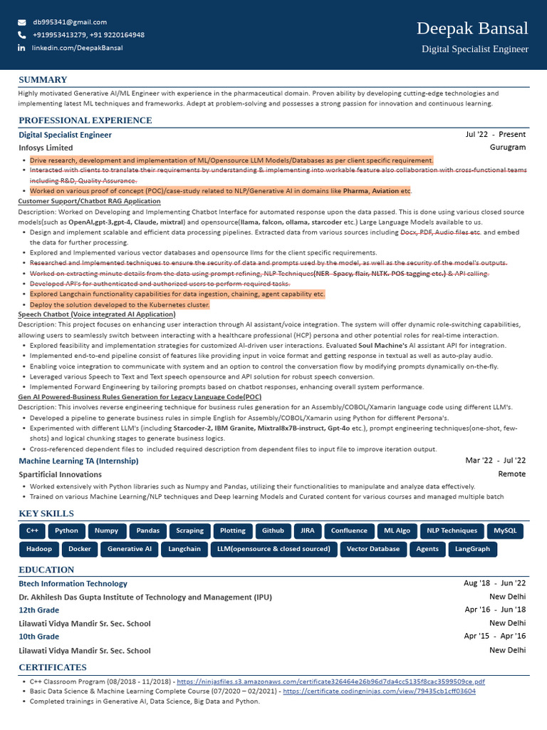 Deepak Bansal Data Science - NLP Resume | PDF | Artificial Intelligence | Intelligence (AI ...