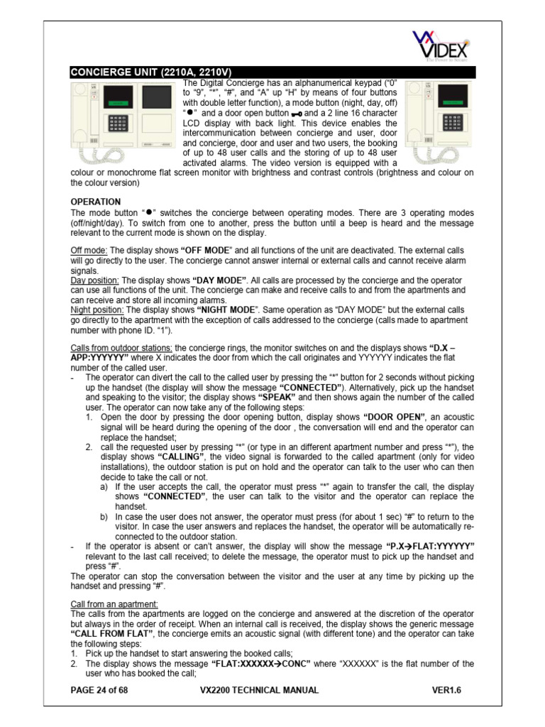 VX2200 Concierge Unit Manual | PDF | Computer Engineering | Information ...