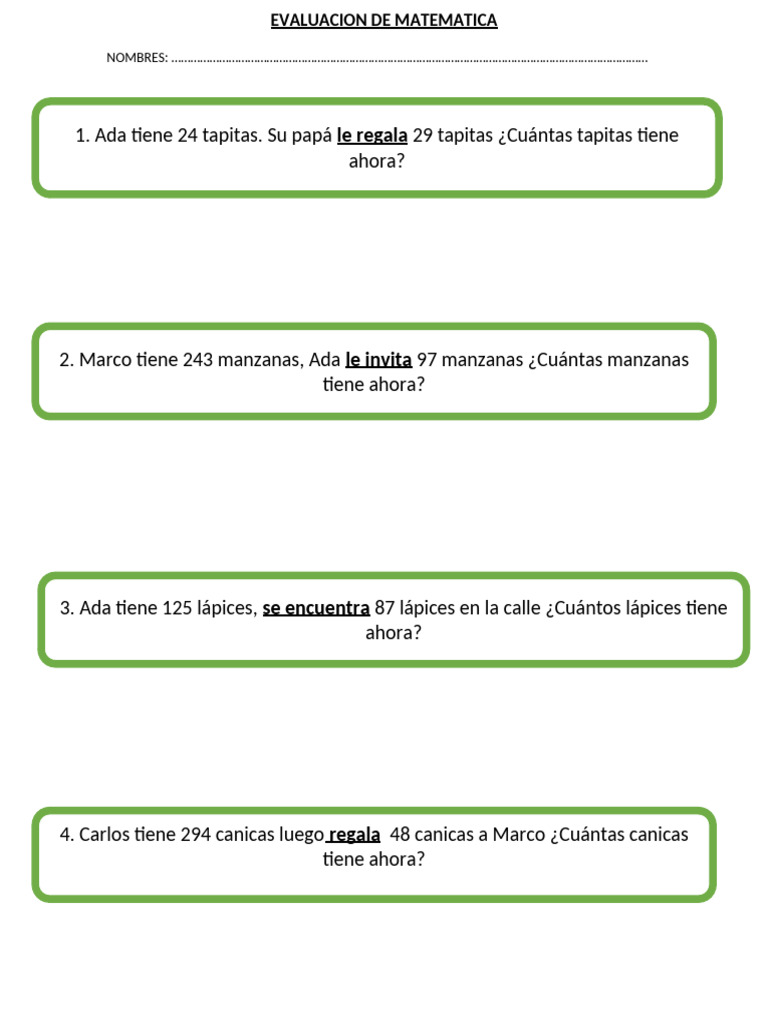 Evaluacion de Matematica Paev | PDF