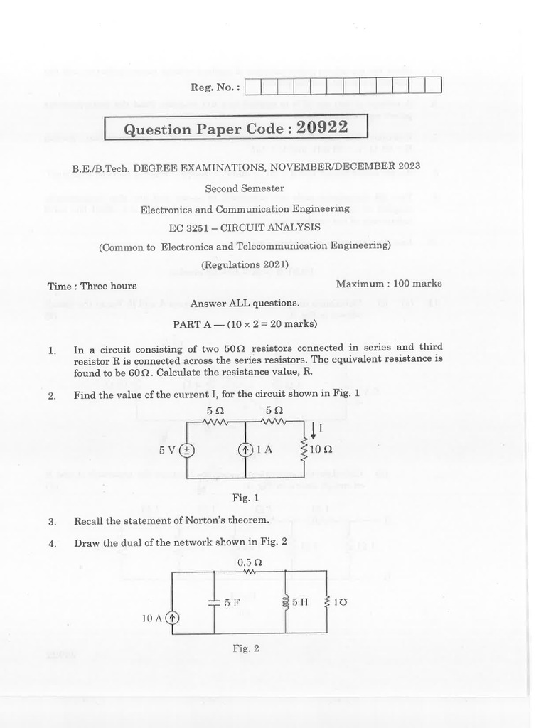 ECE-ND-2023-EC 3251-CIRCUIT ANALYSIS-142597155-20922 | PDF