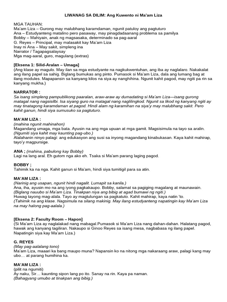 LIWANAG SA DILIM - DULA DULAAN - Docx1 | PDF