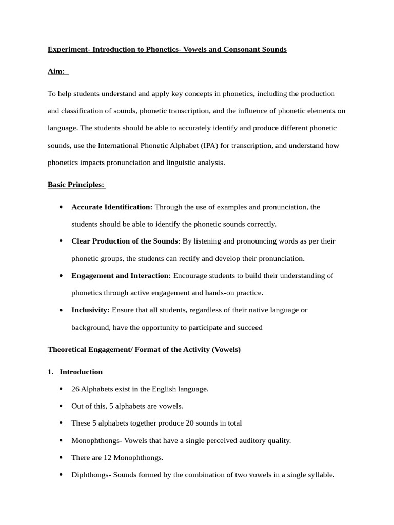 Experiment - Introduction To Phonetics | PDF | Consonant | Human Voice