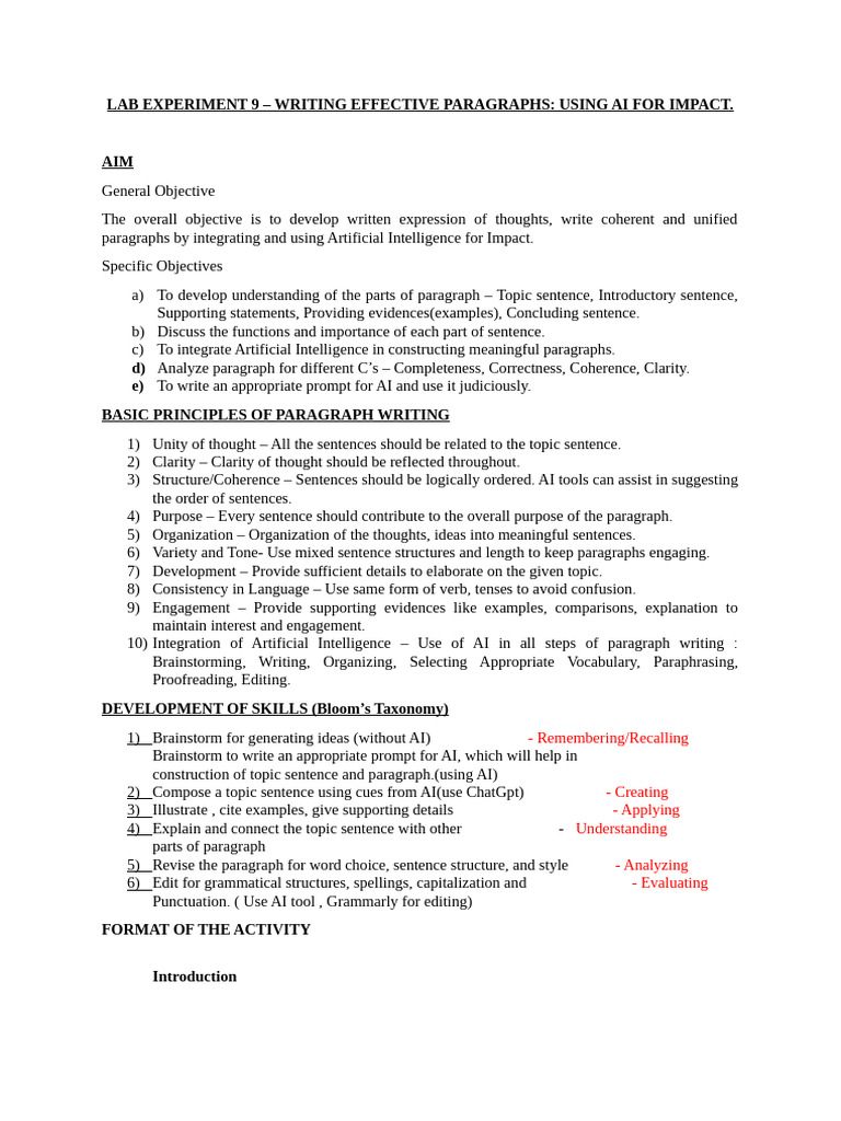 Experiment 9 - Paragraph Writing Ai | PDF | Artificial Intelligence ...