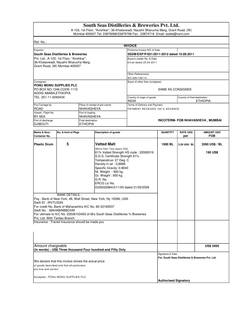 South Seas Distilleries & Breweries Pvt. LTD.: 5 Vatted Malt | PDF ...