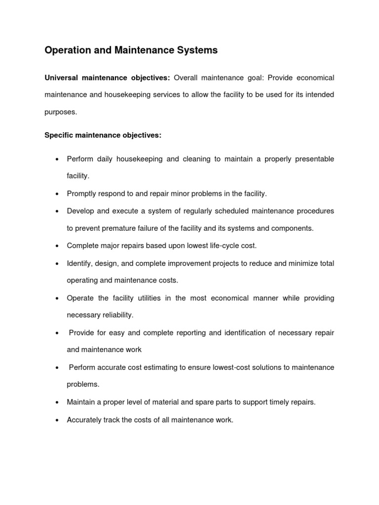Operation and Maintenance Systems Overview | PDF | Inventory ...