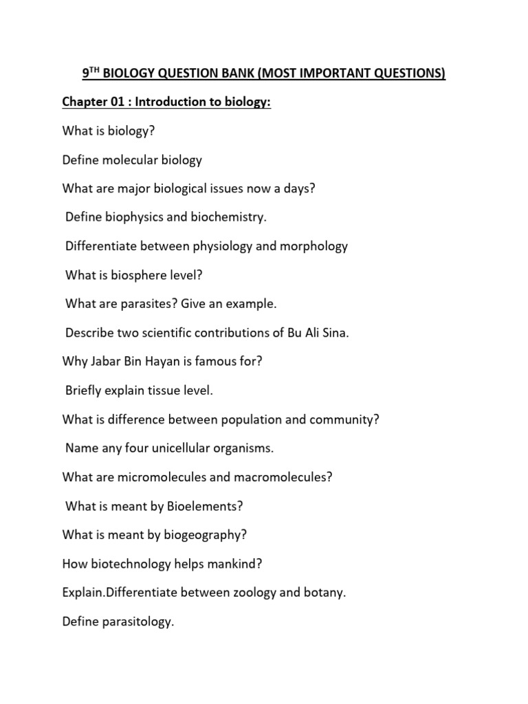 9th Grade Biology Question Bank | PDF | Cellular Respiration | Mitosis
