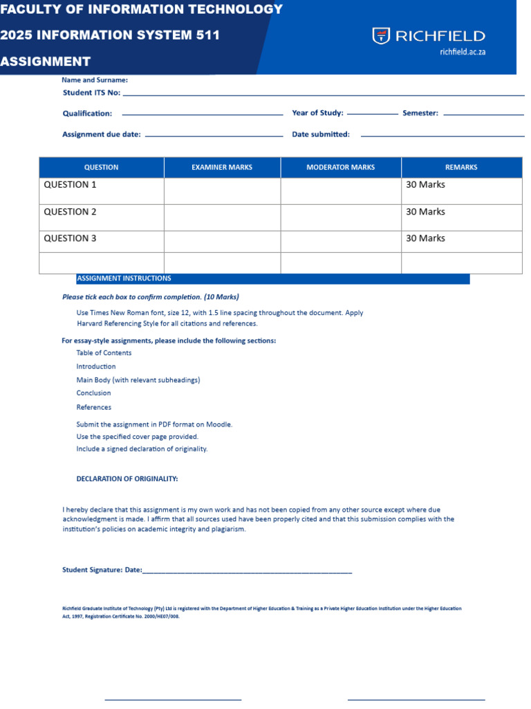 2025 Information System 511 Assignment - ITv | PDF | Internet | Computing