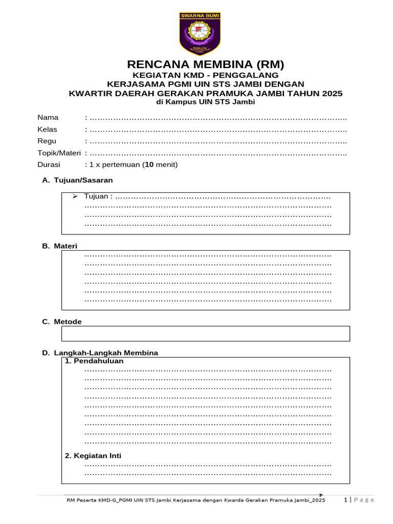 RM KMD UIN 1 Peserta 1 Rangkap | PDF