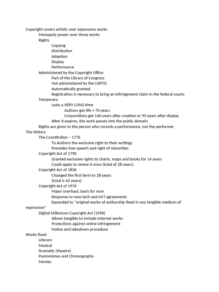 UMich2024 - Copyright Topic Area (Katz) | PDF | Copyright Law Of The ...