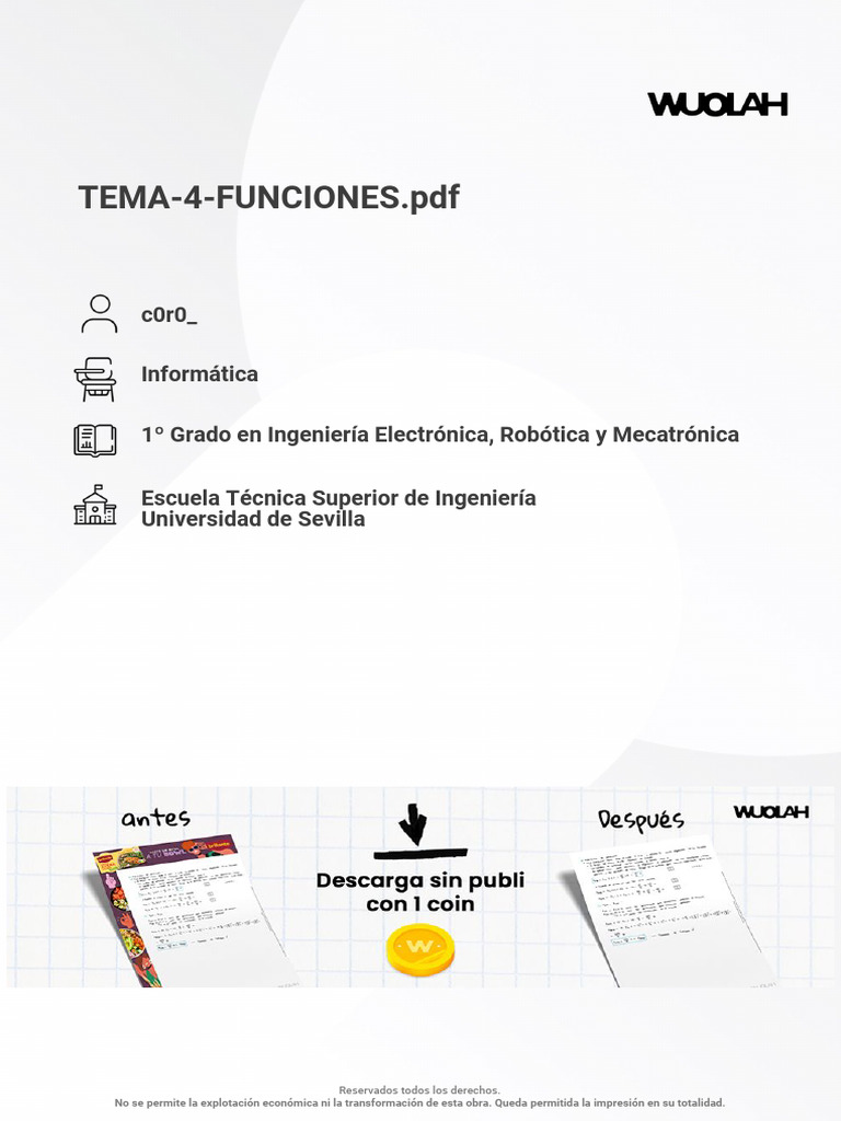 Wuolah Free TEMA 4 FUNCIONES | PDF | C ++ | Función (Matemáticas)