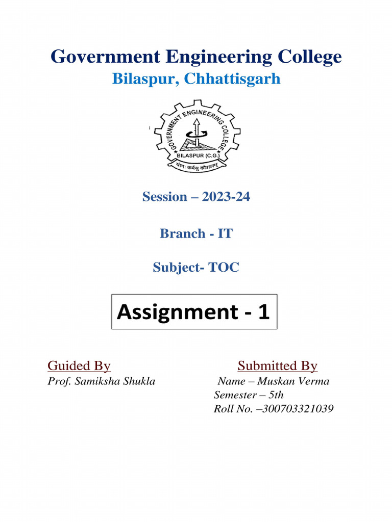 TOC Assignment 1 | PDF