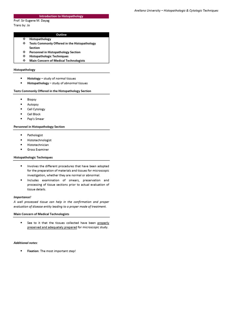 Histopath Trans (Until Degenerative Changes Only) | PDF | Neoplasms ...
