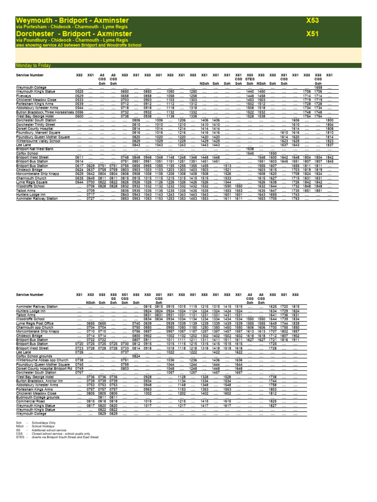 X53 Bus Service Schedule | PDF | Bus Transport | Routes