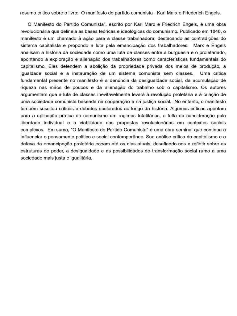 Resumo Critico Sobre o Livro | PDF