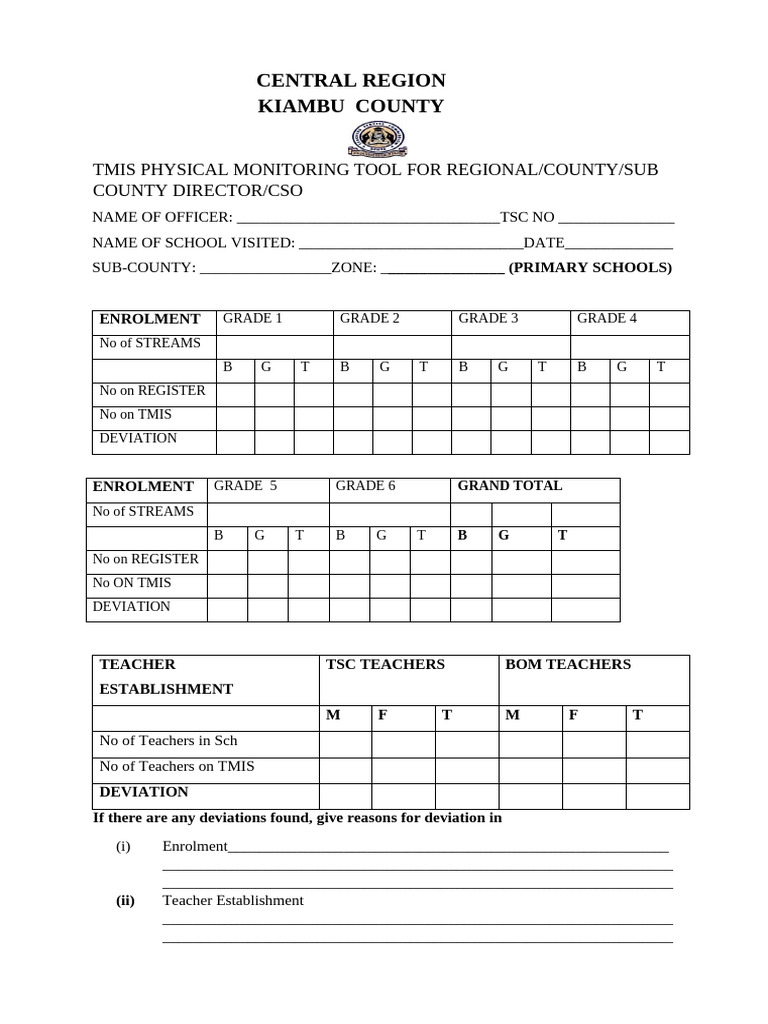 TMIS Monitoring Tool for Schools | PDF