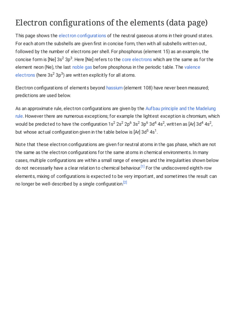 Electron Configurations of The Elements (Data Page) - Wikipedia | PDF ...