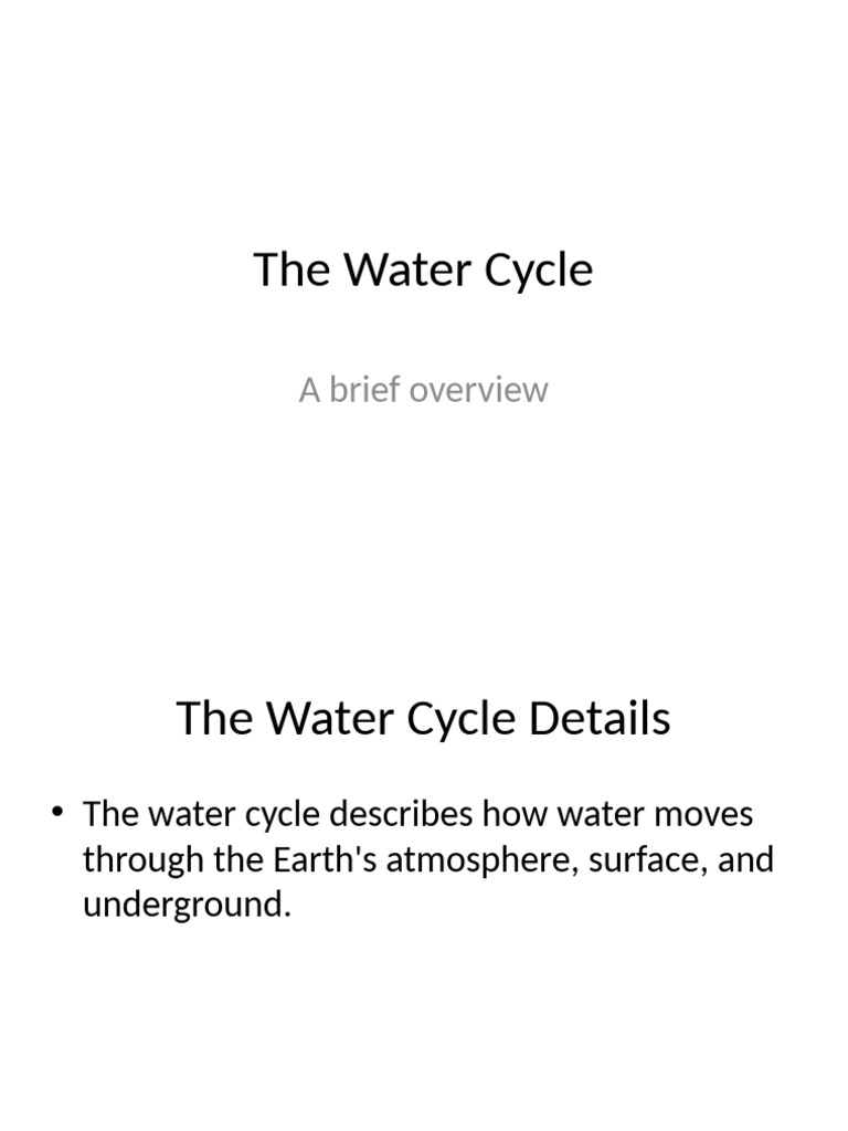 Presentation 4 The Water Cycle | PDF