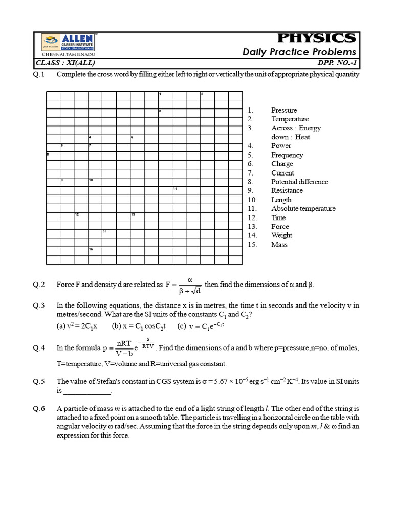 DPP Nurture Sc-Complete | PDF | Force | Velocity
