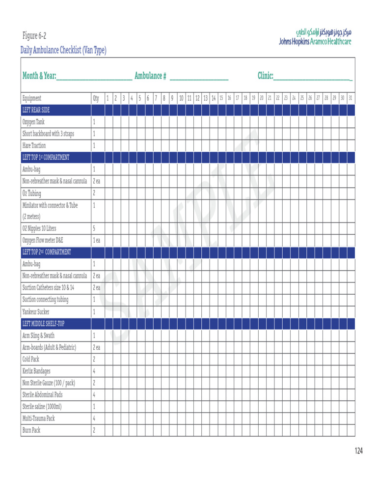 Daily Ambulance Checklist +Ambulance Condition Report-Daily Checks_2 ...