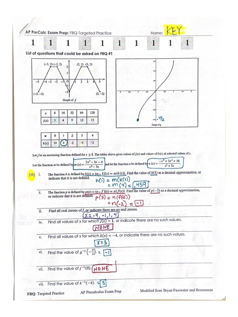 5 - FRQ 1-4 KEY Targeted Practice | PDF