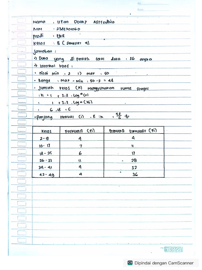 tugas statistik Irfan Dzaky A PJKR B/4 | PDF