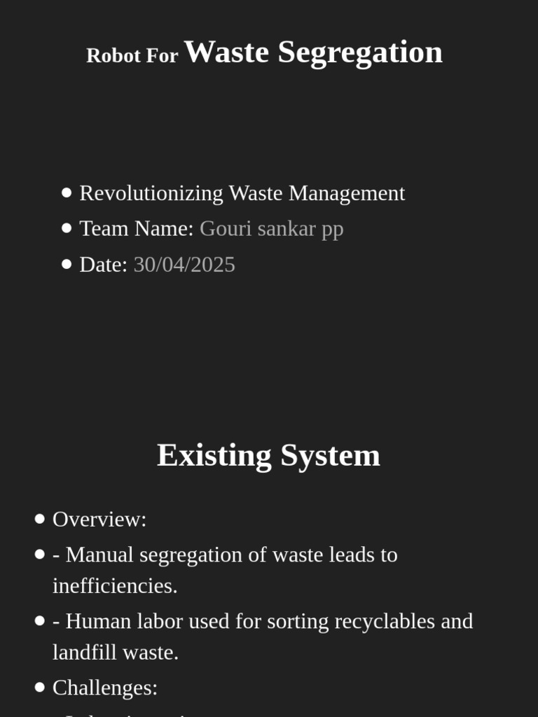 Waste Segregation Robot Presentation Gourisankar | PDF
