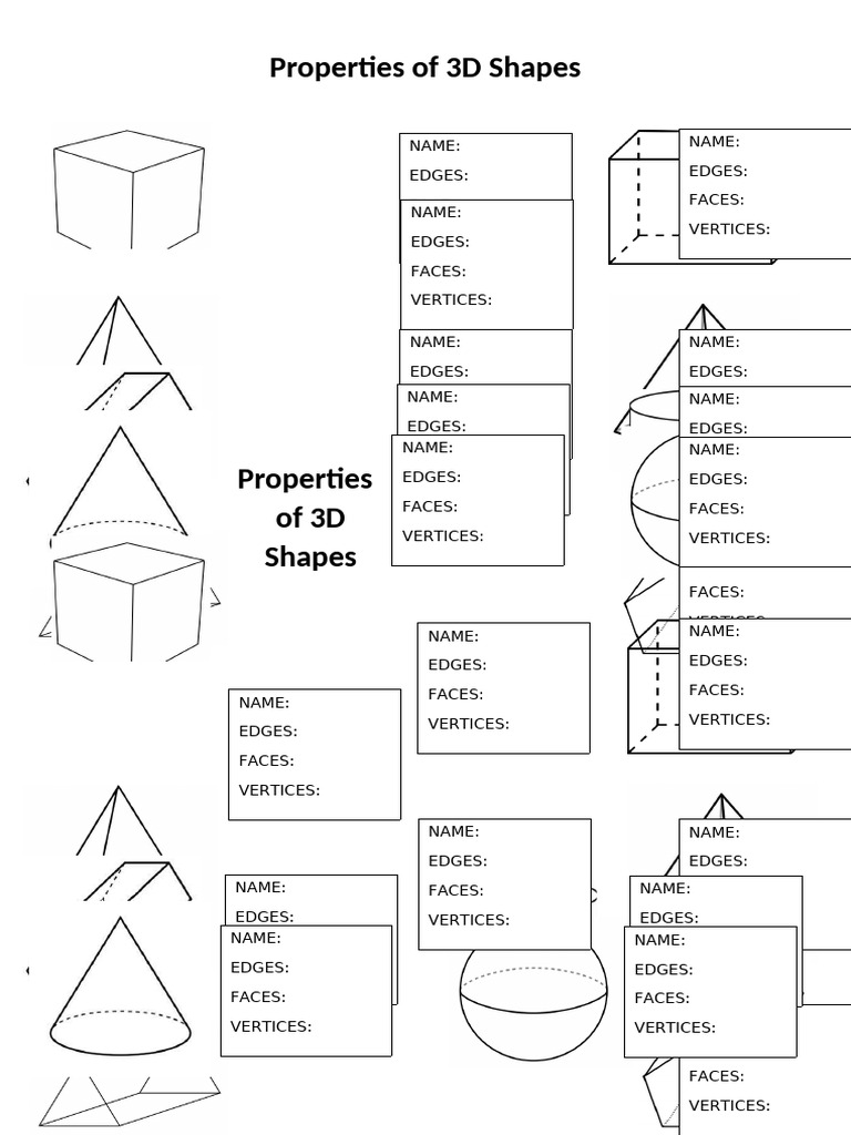 Worksheet - 1 Properties of 3D Shapes | PDF | Shape | Euclidean Geometry